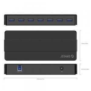 Orico H7928-U3 7-Port Superspeed USB 3.0 HUB with 12V Power Adapter for Desktop Computer Laptop ...