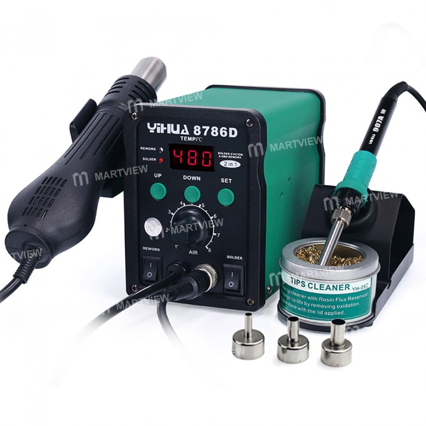 Micro Soldering Kit YIHUA 8786D-I Soldering Station With Hot Air Rework ...