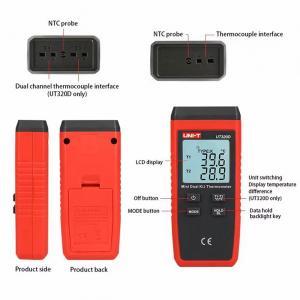 UNI-T UT320D Mini-contact Dual-channel K / J Thermocouple Thermometer ...